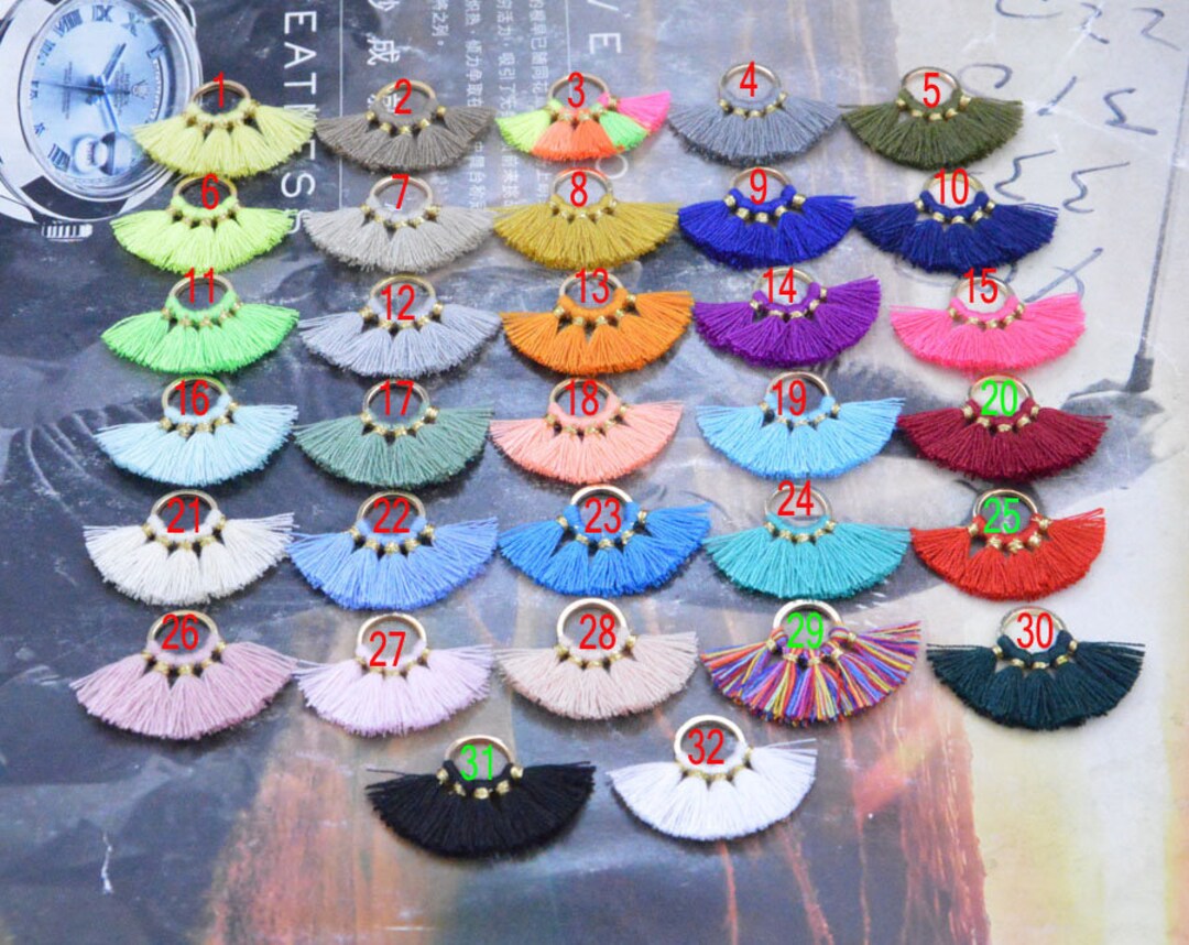 2pcs Fan Cotton Tassels, Mini Tassels, Hoop Fan Tassels Earring Pendant ...