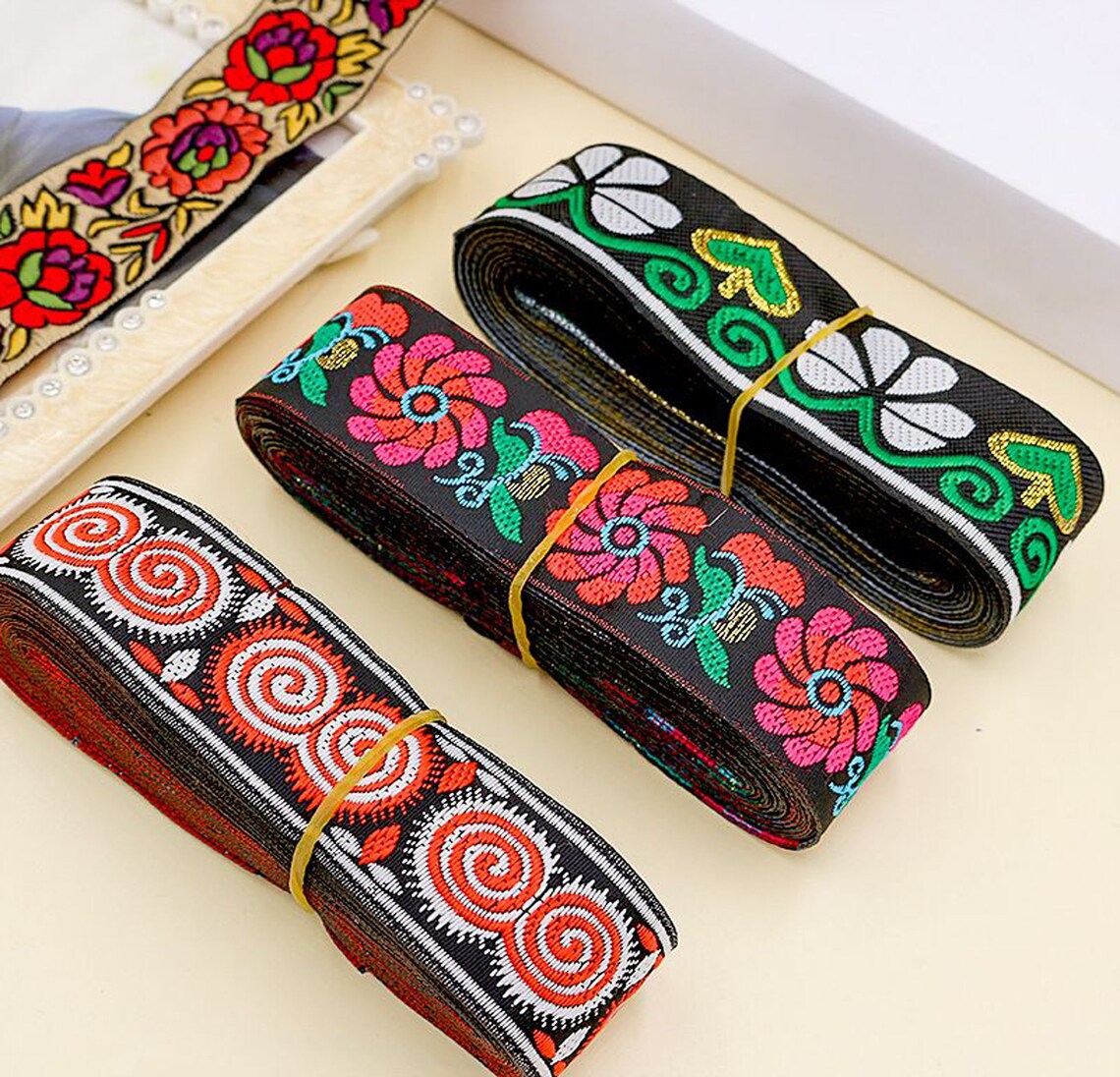 3.3cm Wide Assorted Pattern Jacquard Trim Floral Jacquard - Etsy