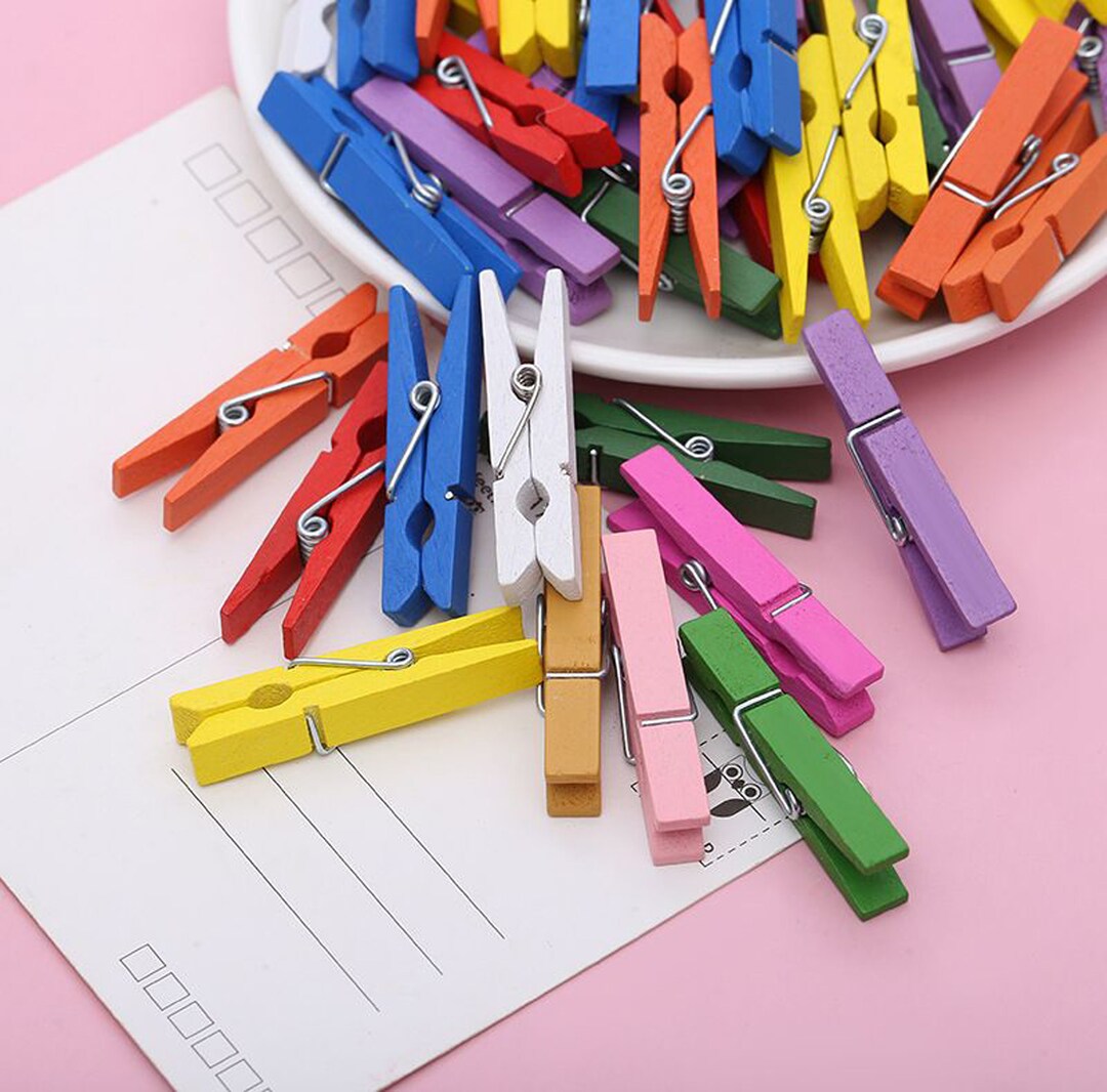 25mm/35mm Assorted Color Wooden Pegs, Wood Clothespins Wooden Clothes ...