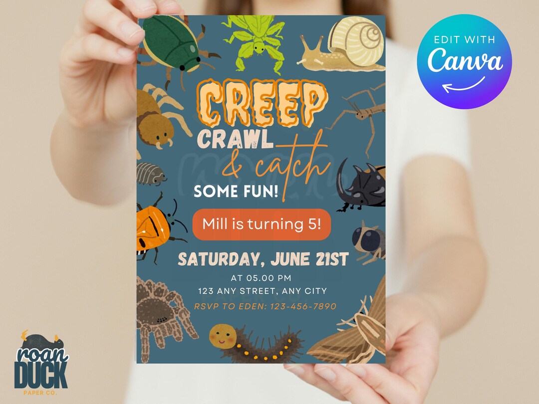 Bug Birthday Invitation: Editable Canva Template, Kids Party, 106 - Etsy