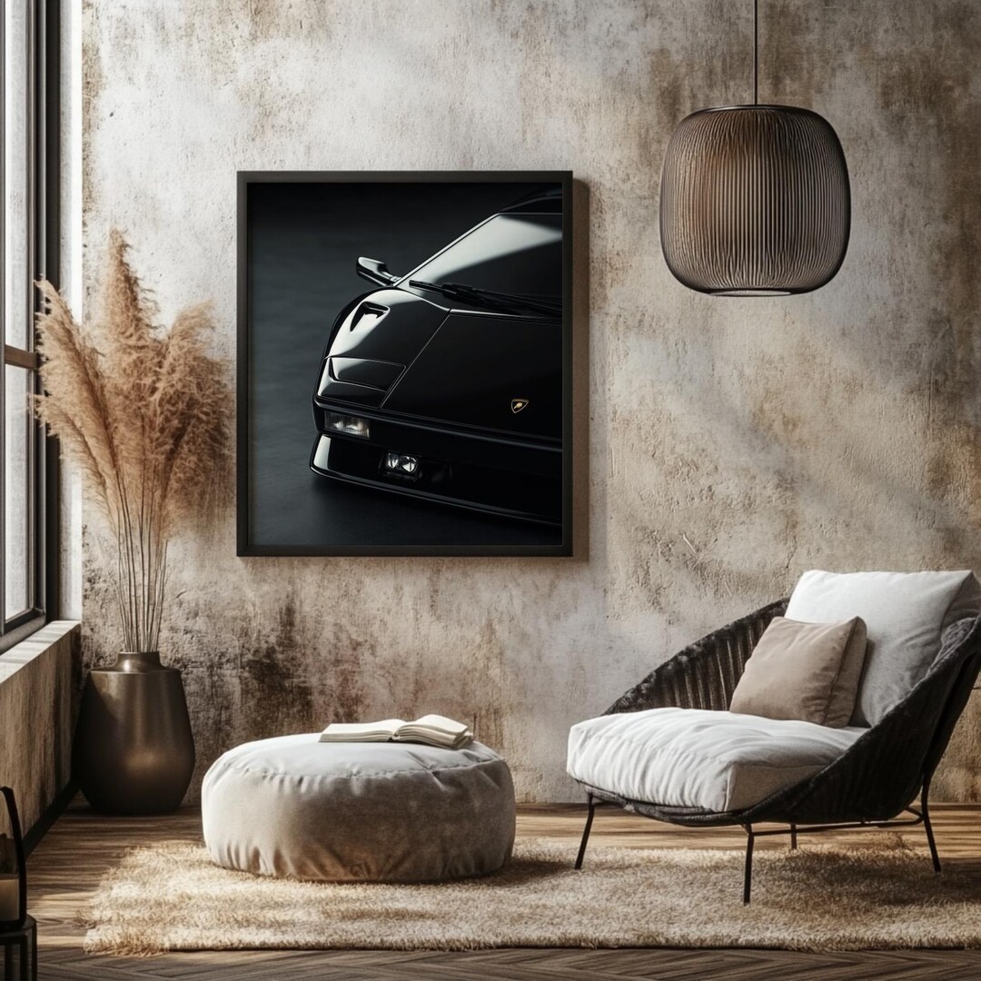 Lamborghini Diablo Poster – Black Supercar Print, Close-up Lambo Poster ...