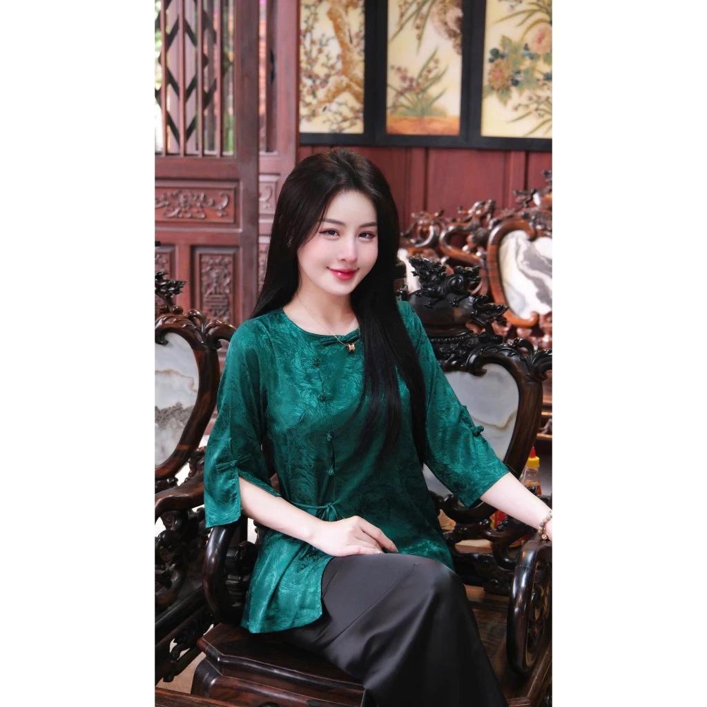 Brocade Ao Ba Ba Set: Women's Temple Robe With Camellia Pattern - Etsy