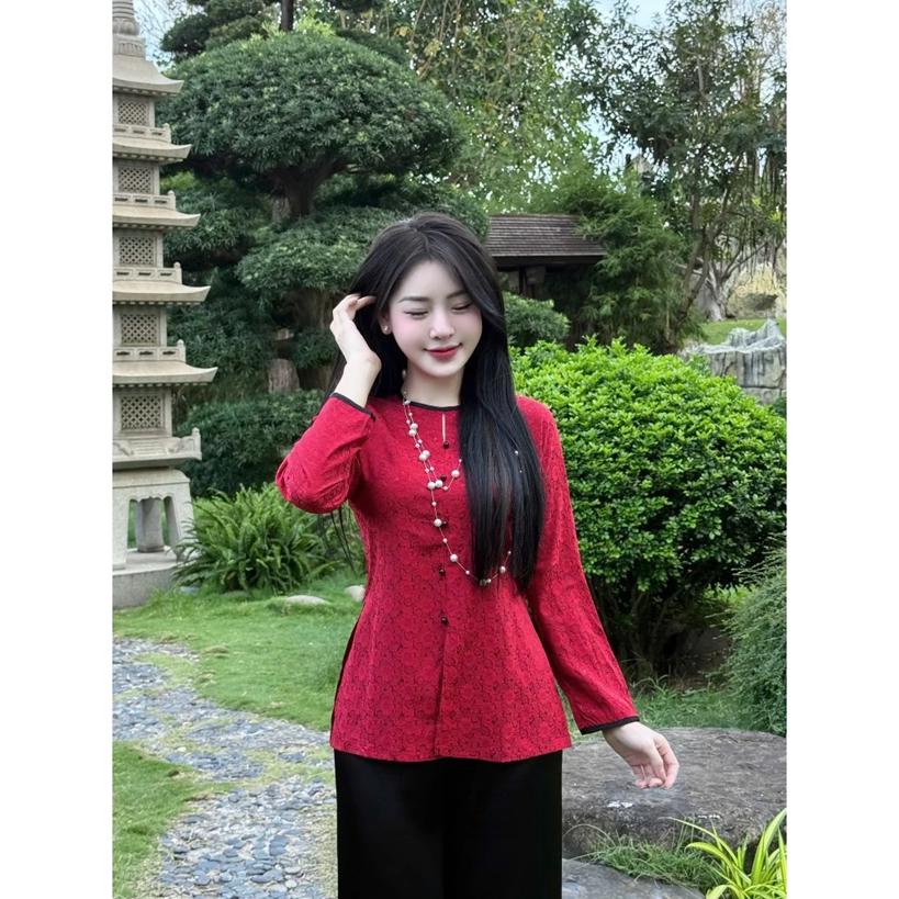 Vietnamese Ba Ba Outfit: Silk Pattern Pants, Decorative Button Top - Etsy