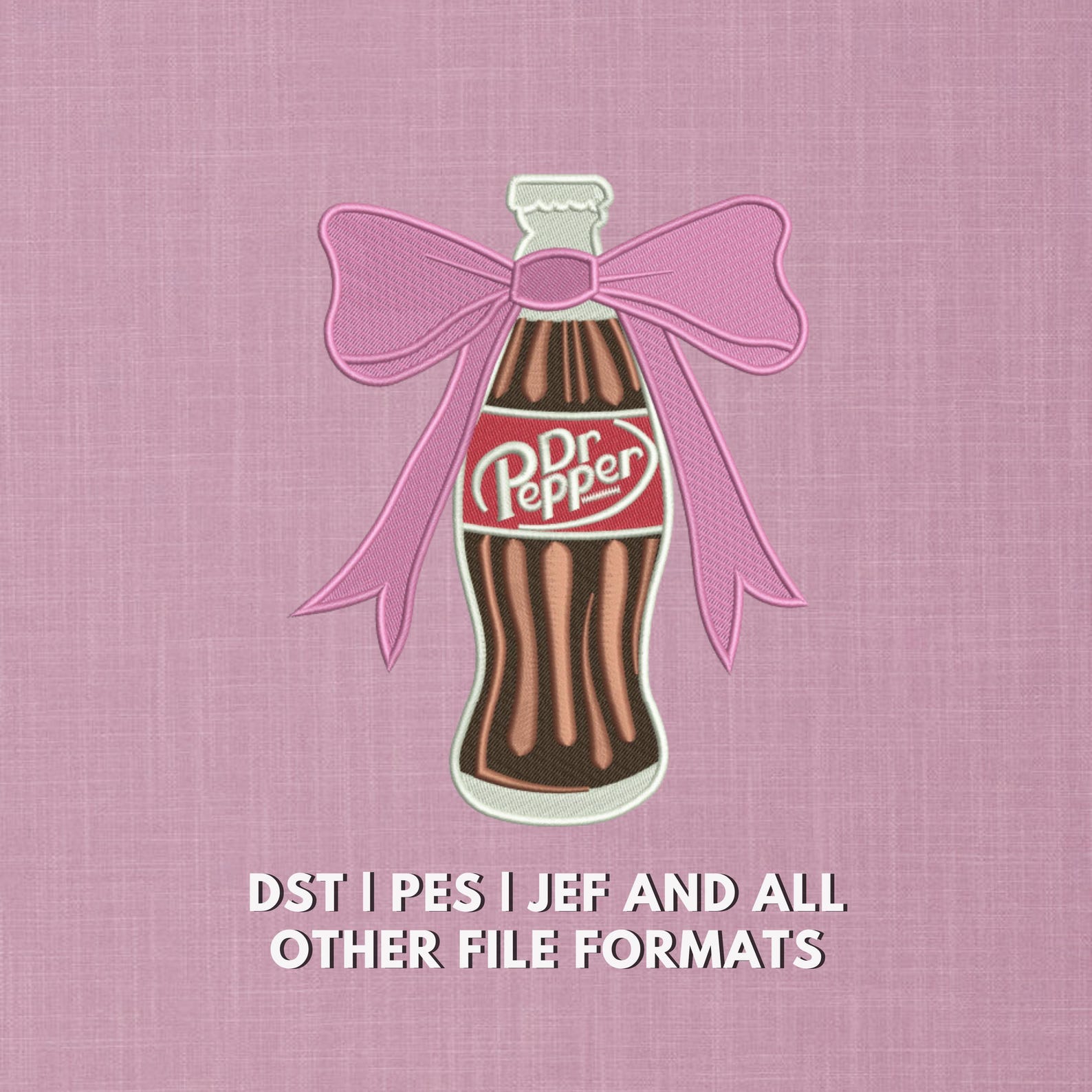 Dr Pepper Embroidery Design | Vintage Soda Bottle With Pink Bow Machine ...