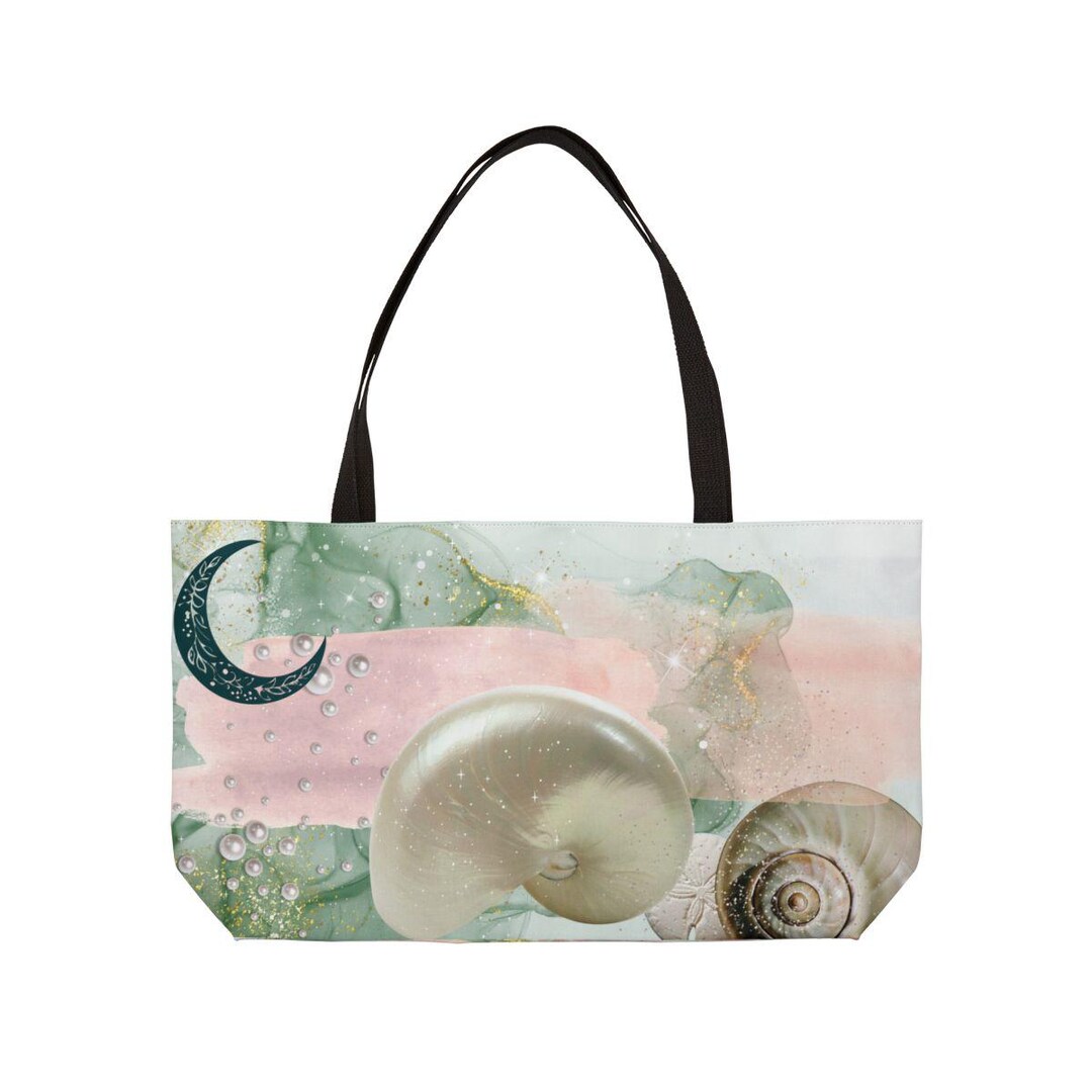 Celestial Tide Large Beach Bag | Dreamy Seashell Design Large Tote - Etsy