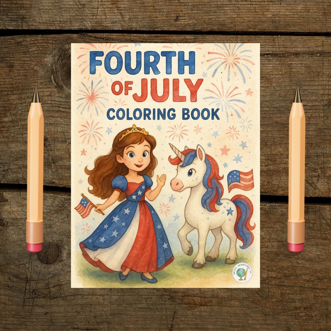 4th of July Princess & Unicorn Coloring Book, Fourth of July Coloring ...