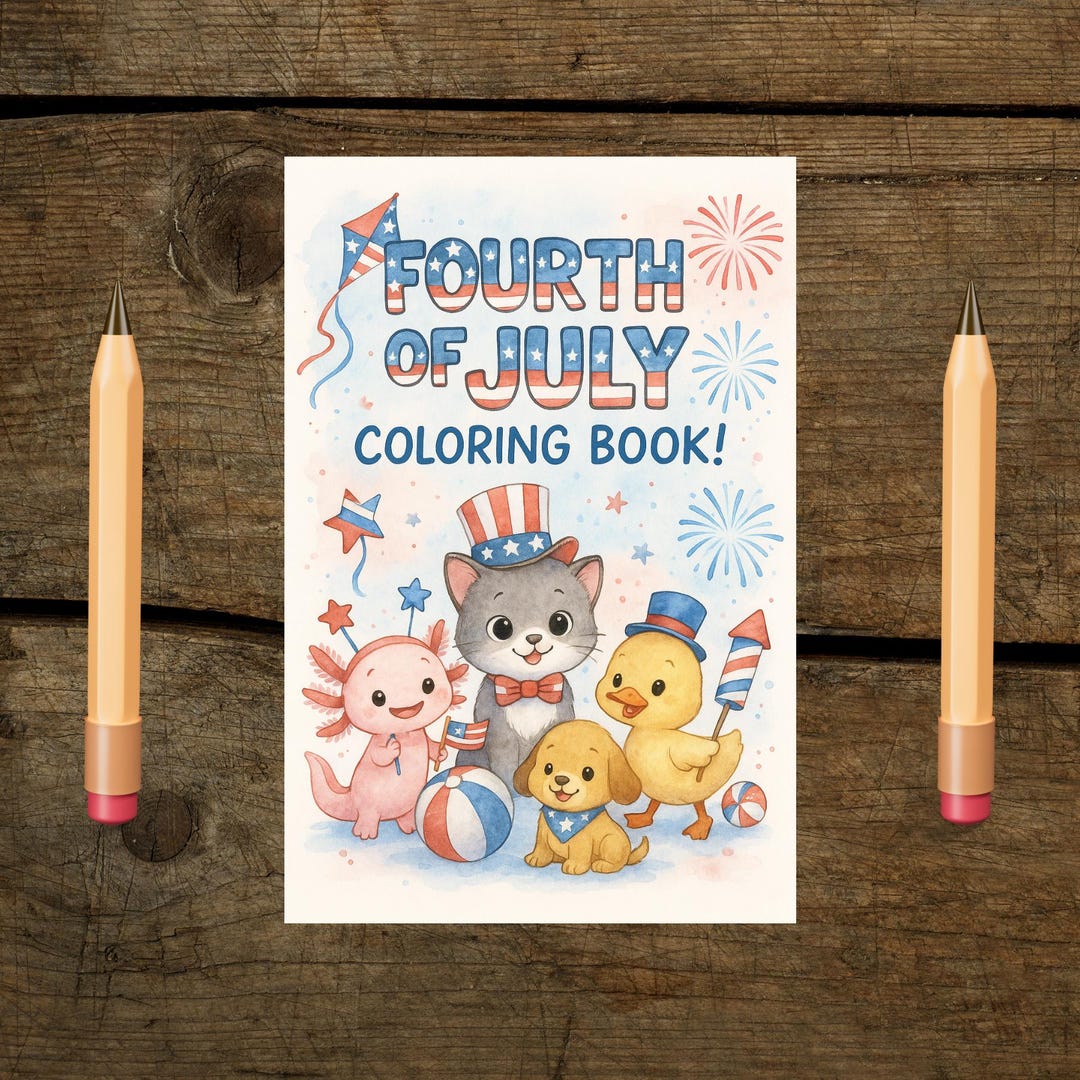 4th of July Cute Animals Coloring Book, Fourth of July Coloring Book ...