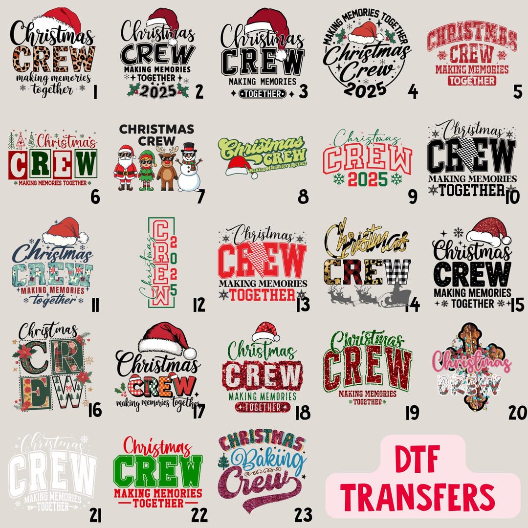 Custom Christmas Crew DTF Transfer, Family Matching Holiday Design DIY ...
