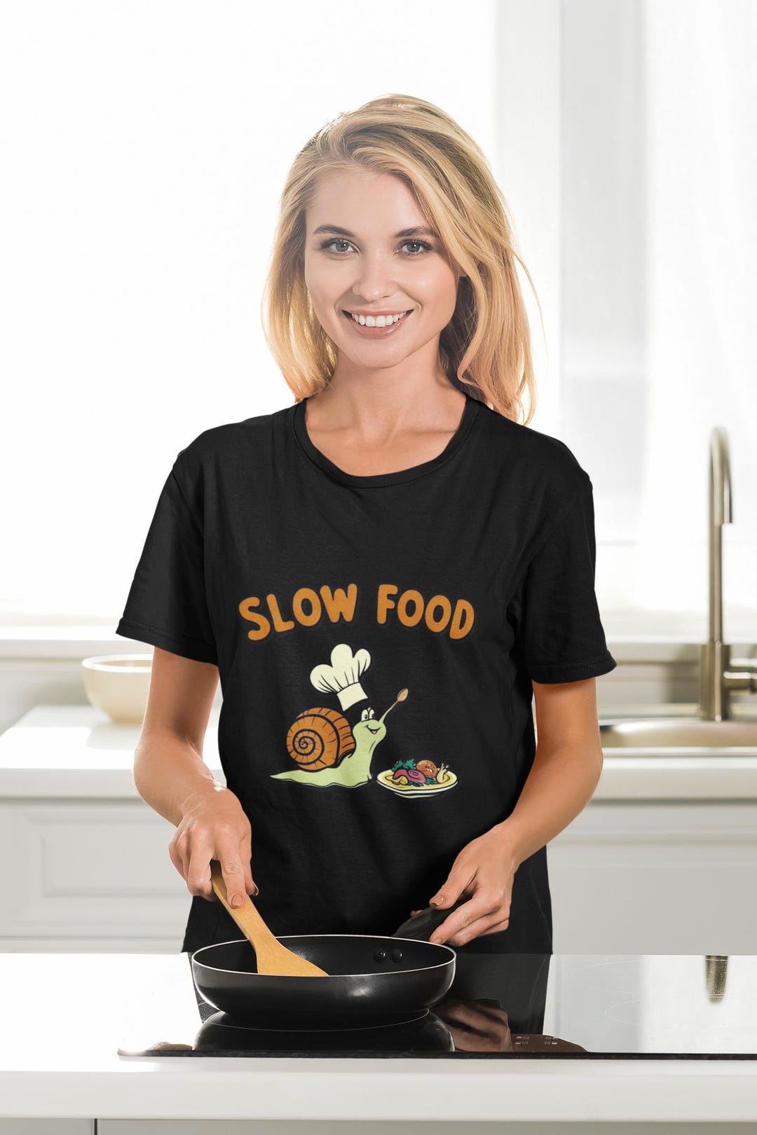 Slow Food Cute Funny Snail Unisex T-shirt, Adorable & Eco-friendly T ...
