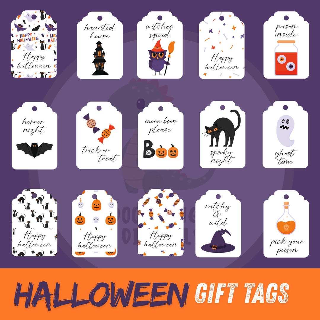 EDITABLE Halloween Gift Tags, Halloween Class Gift Tag, Halloween Favor ...