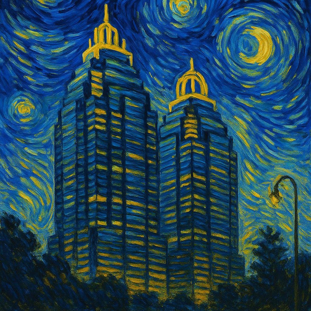 King & Queen Towers Starry Night Print – Atlanta Skyline Art | Sandy ...