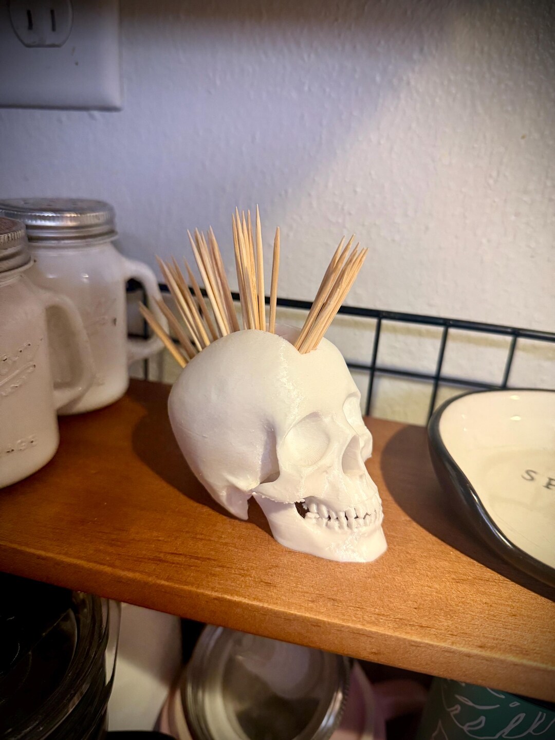 Punk Skull Toothpick Holder – Mohawk Style Toothpick Dispenser - Etsy