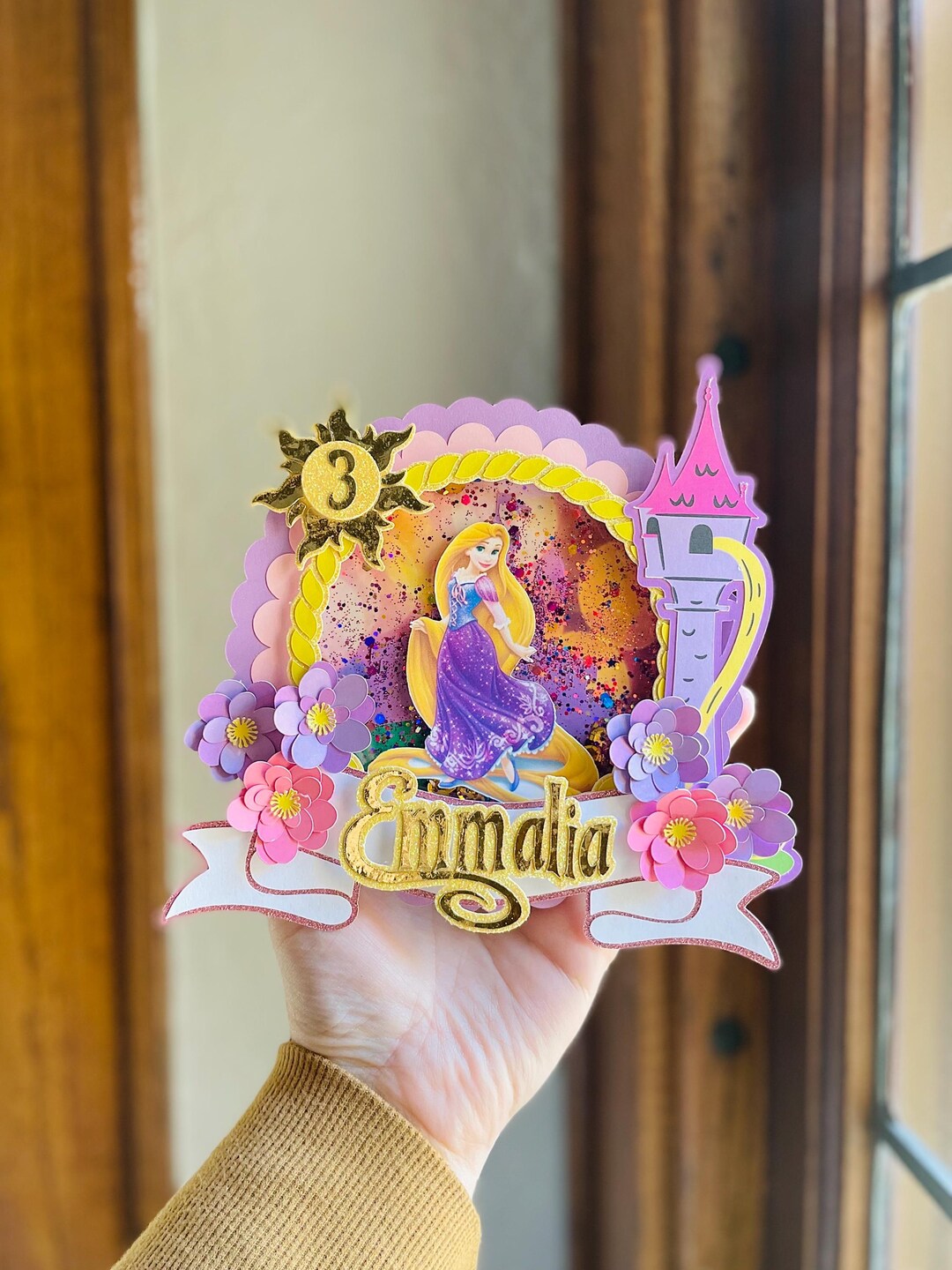 Princess Rapunzel Inspired Fairy Tale Castle Sparkle Shaker Birthday Party Cake Decor Topper - Etsy