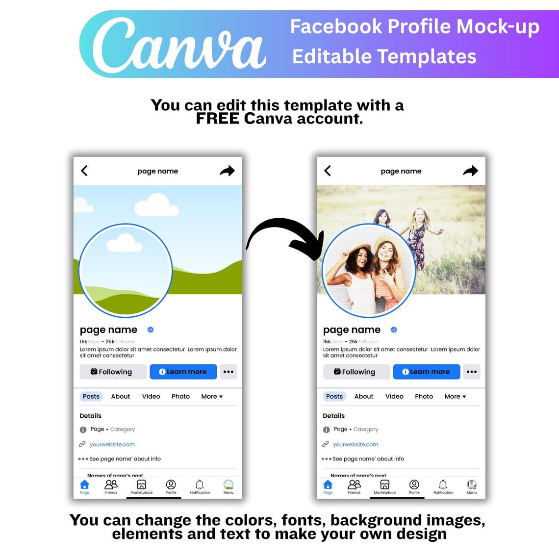 Editable Facebook Page Canva Template: Branding Mockup (digital ...