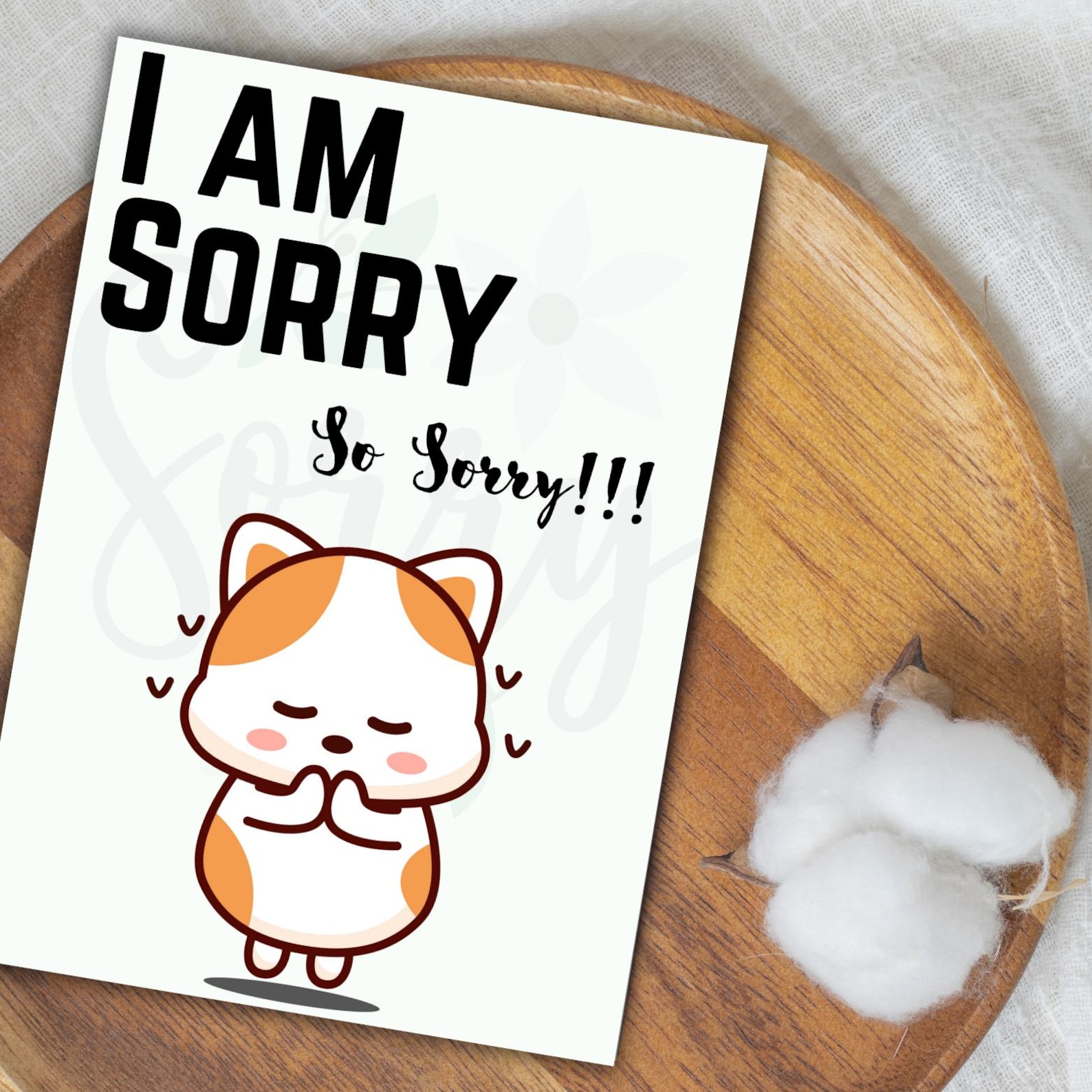 Editable Sorry Card Template | Apology Card | Printable Front & Back ...