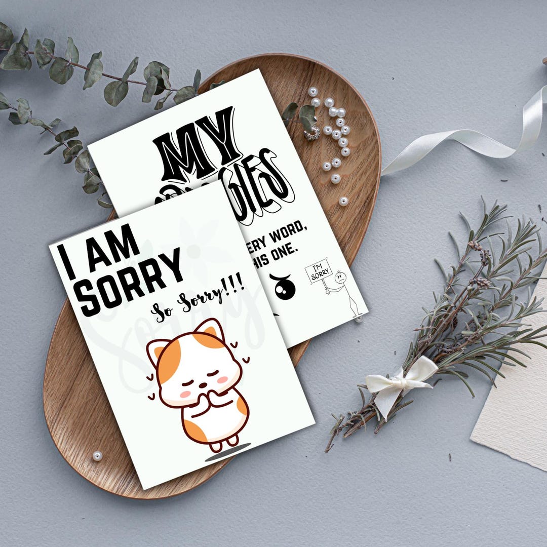 Editable Sorry Card Template | Apology Card | Printable Front & Back ...