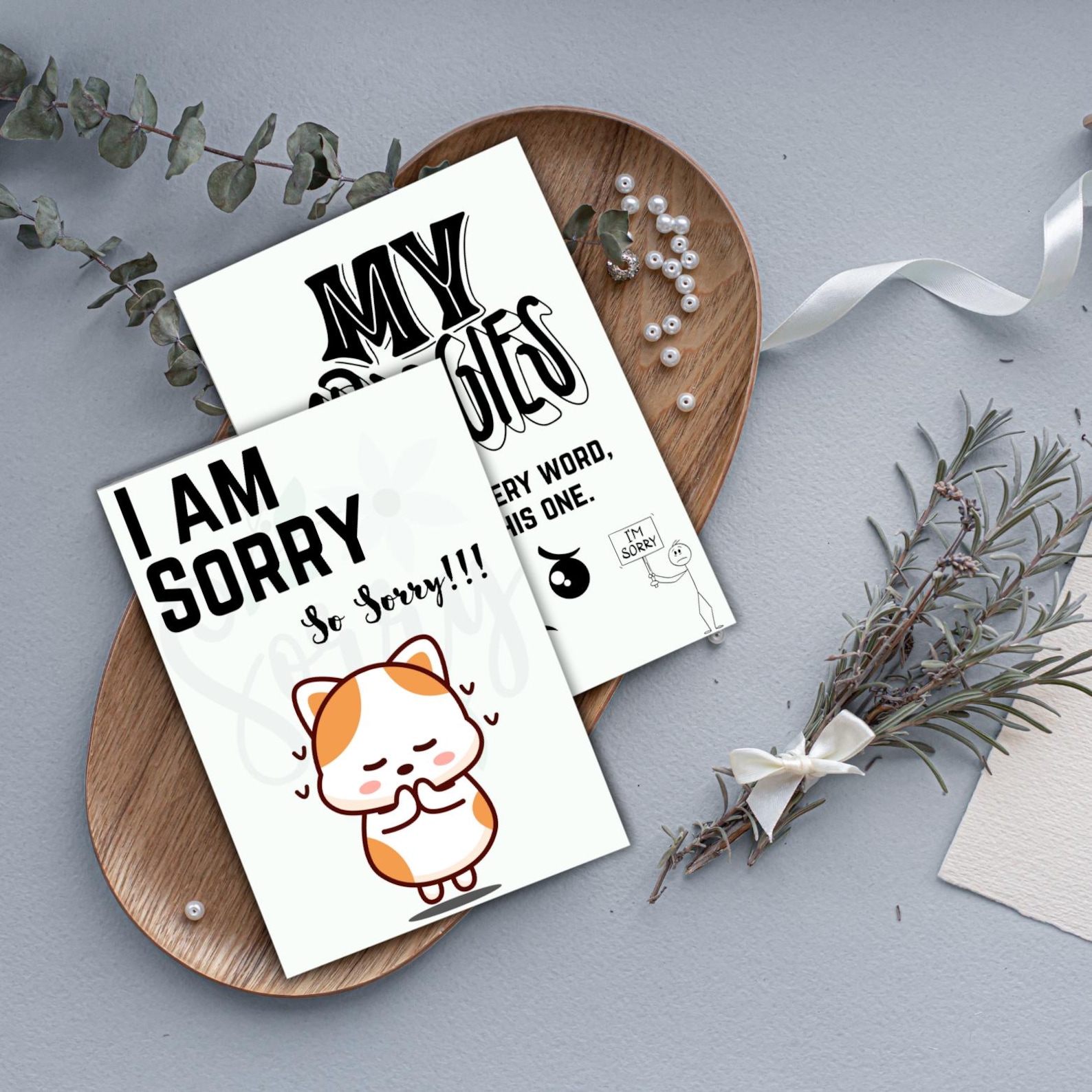 Editable Sorry Card Template | Apology Card | Printable Front & Back ...
