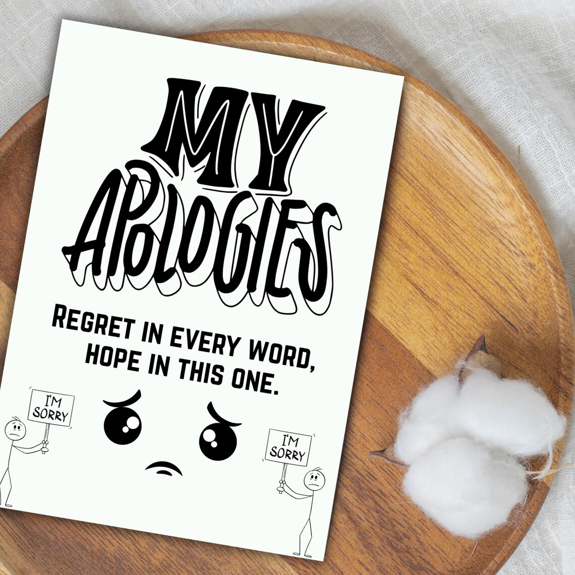 Editable Sorry Card Template | Apology Card | Printable Front & Back ...