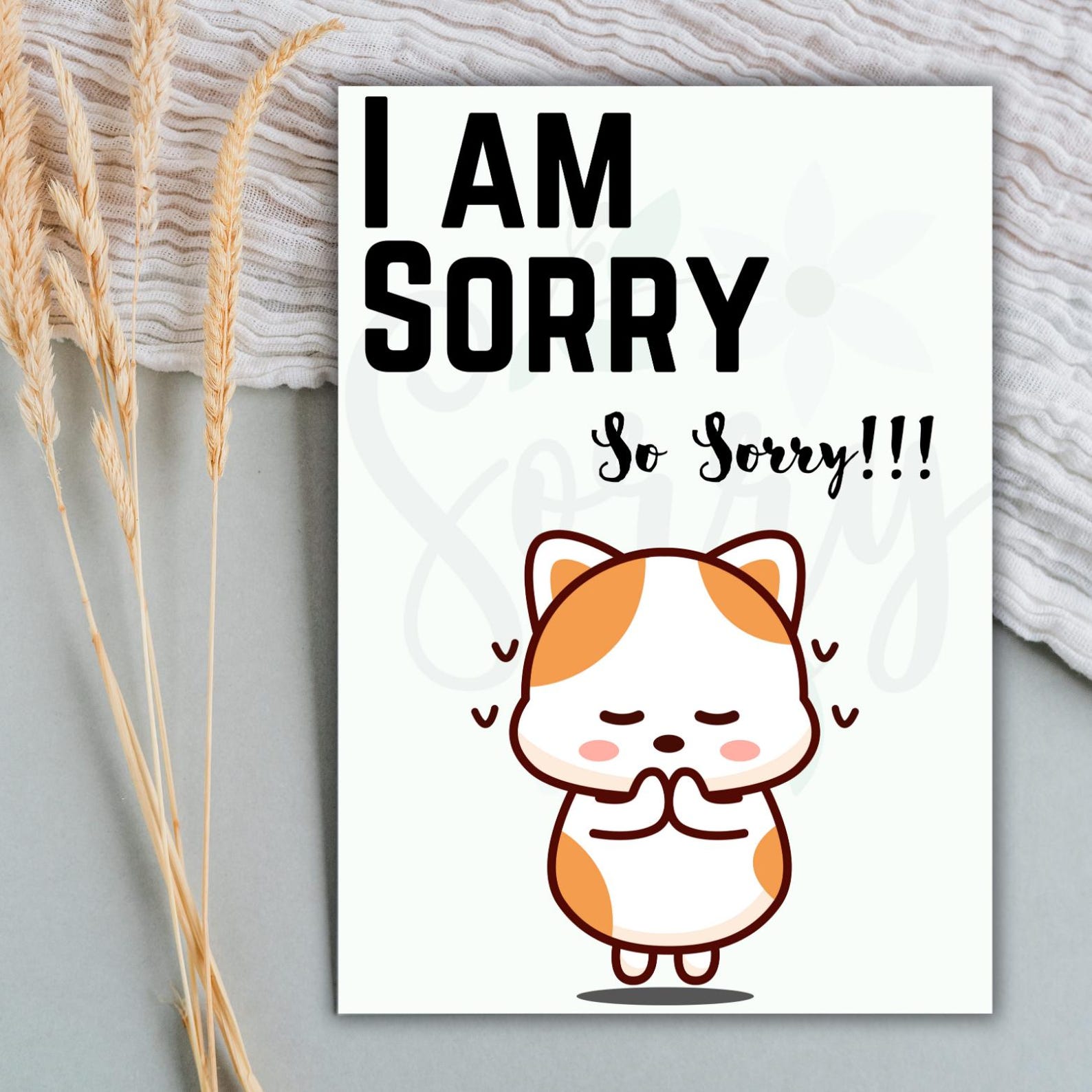 Editable Sorry Card Template | Apology Card | Printable Front & Back ...