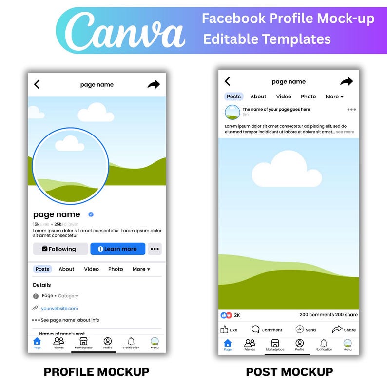 Editable Facebook Page Canva Template: Branding Mockup (digital ...