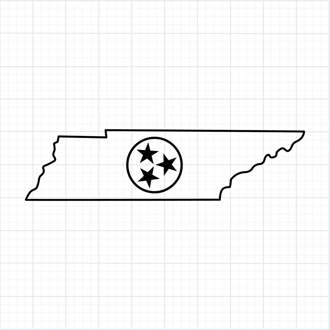 Tennessee Tri-star Outline SVG PNG | TN Map Cut File | State Pride ...