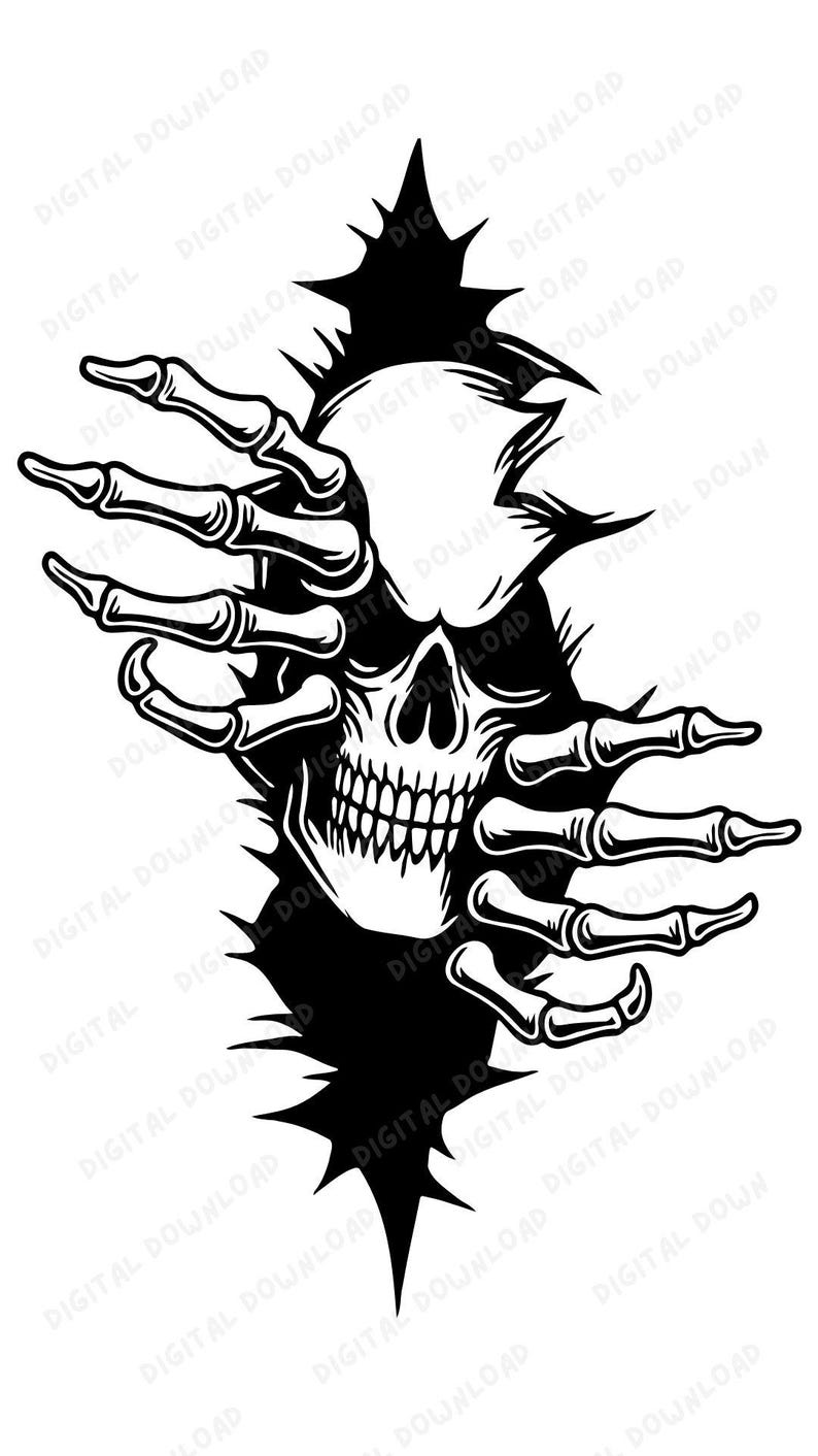 Skull Ripping Through Design SVG PNG | Skull in the Wall File | Horror ...