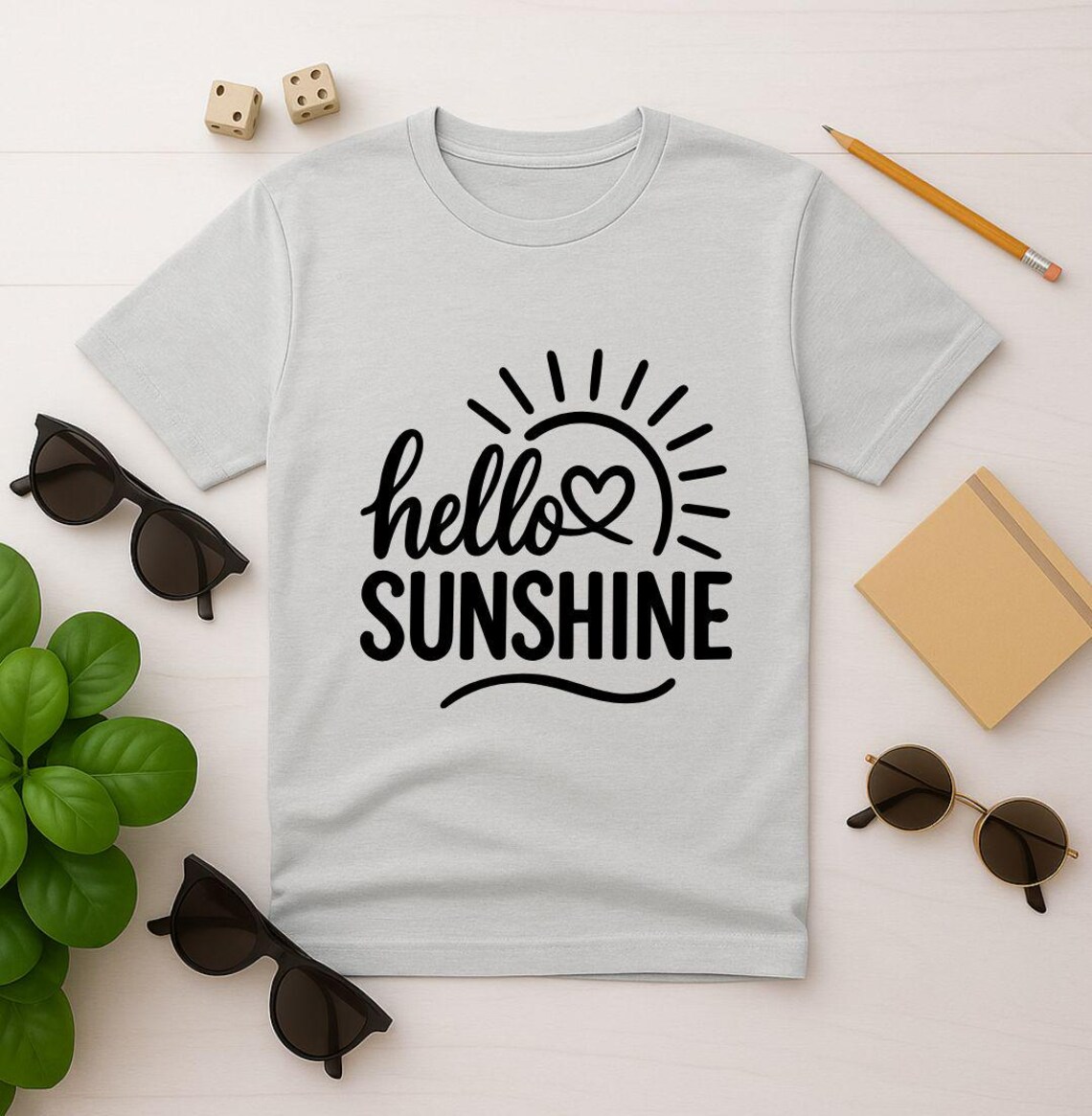Hello Sunshine SVG PNG | Cute Summer Quote SVG for Cricut, Sun Rays ...