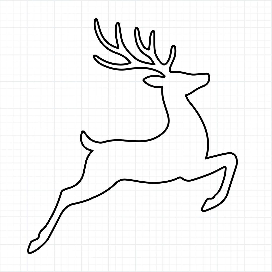 Reindeer Outline SVG PNG | Jumping Deer Cut File | Christmas Clipart ...