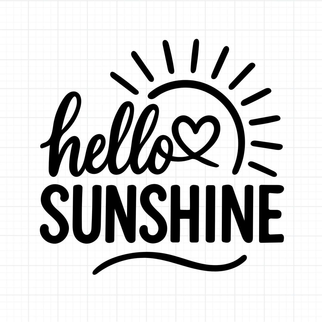 Hello Sunshine SVG PNG | Cute Summer Quote SVG for Cricut, Sun Rays ...