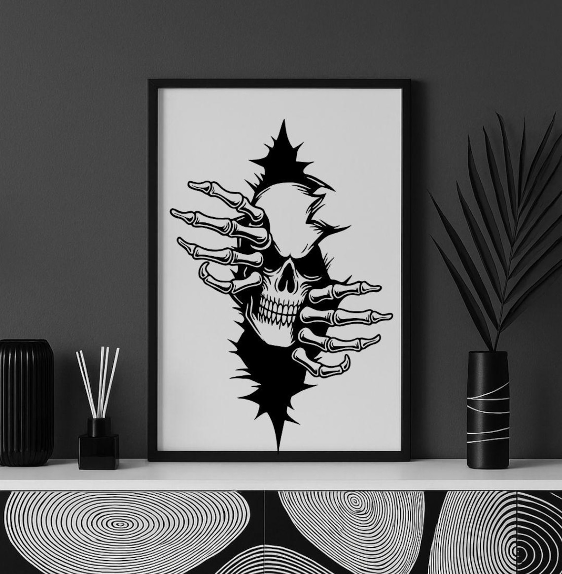 Skull Ripping Through Design SVG PNG | Skull in the Wall File | Horror ...