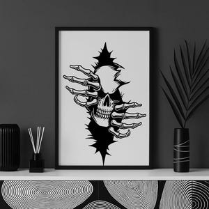 Skull Ripping Through Design SVG PNG | Skull in the Wall File | Horror ...