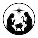 Nativity Scene in Circle SVG PNG | Holy Family SVG | Manger Scene ...