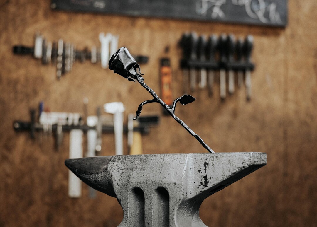 Infinity , Hand Forged Iron Rose - Blacksmith Made Metal Flower, Rustic ...