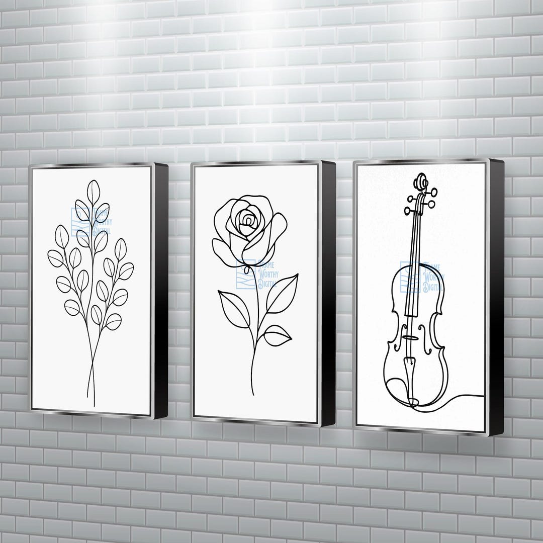 Minimalist Line Art Prints | Scandinavian Wall Decor Set (digital ...