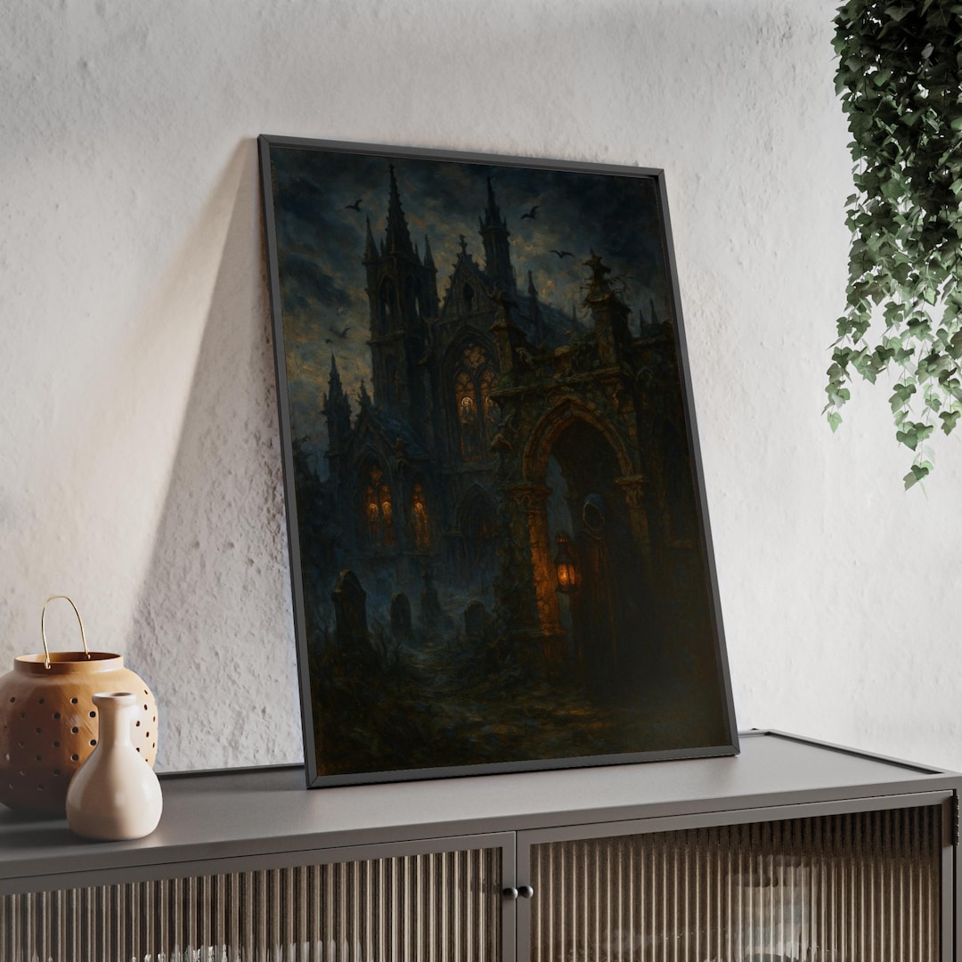 Gothic Dark Fantasy Poster, Dark Art Decor, Haunted House Wall Art ...