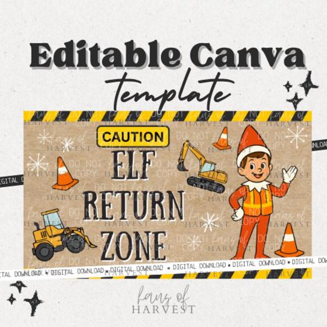 Construction Elf Return Banner Template | Editable Canva Sign (60" X 35 ...