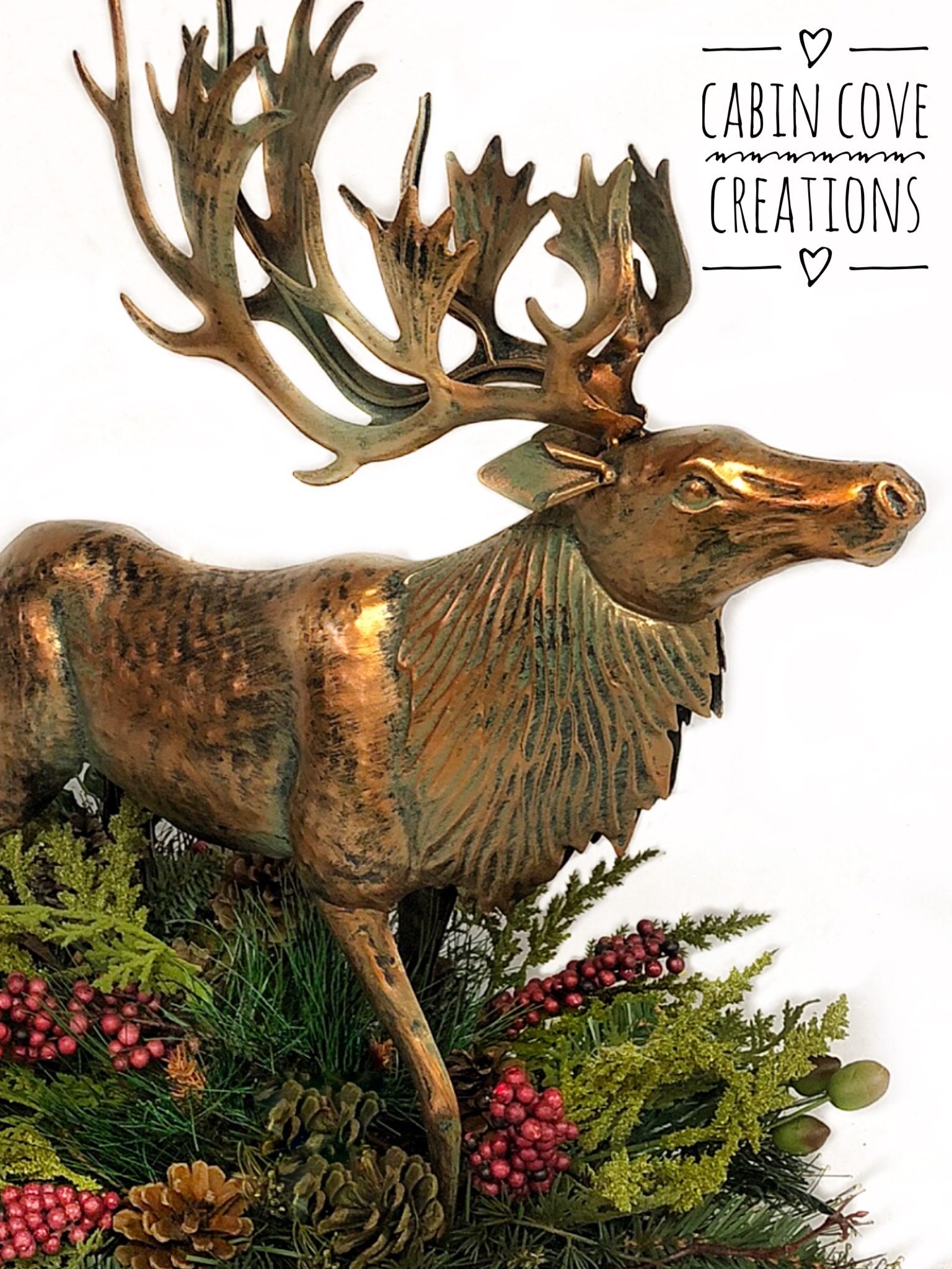 Rustic Reindeer Floral Arrangement, Christmas Deer Centerpiece, Winter ...