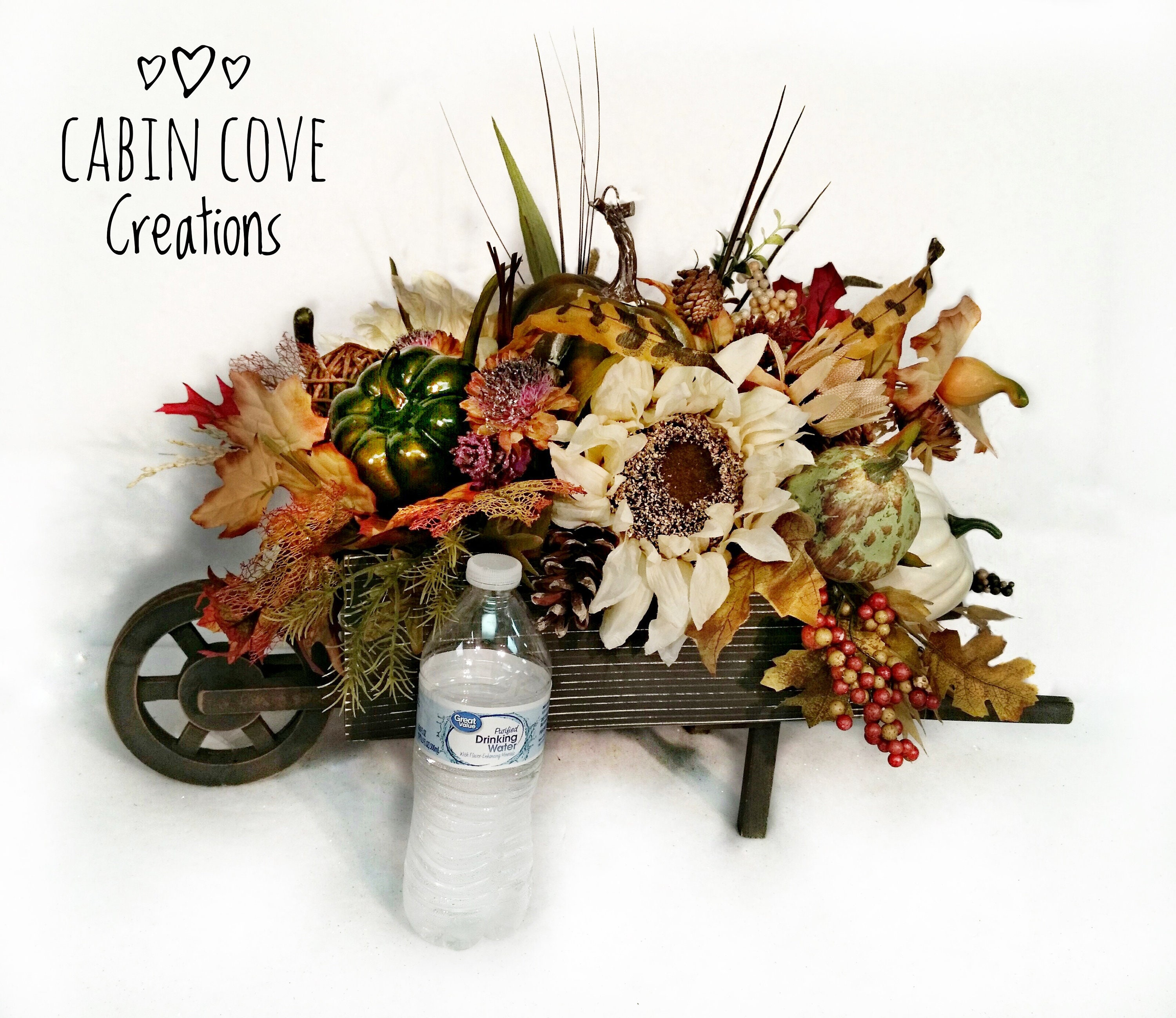 Rustic Fall Floral Arrangement in Wheelbarrow, Autumn Centerpiece ...