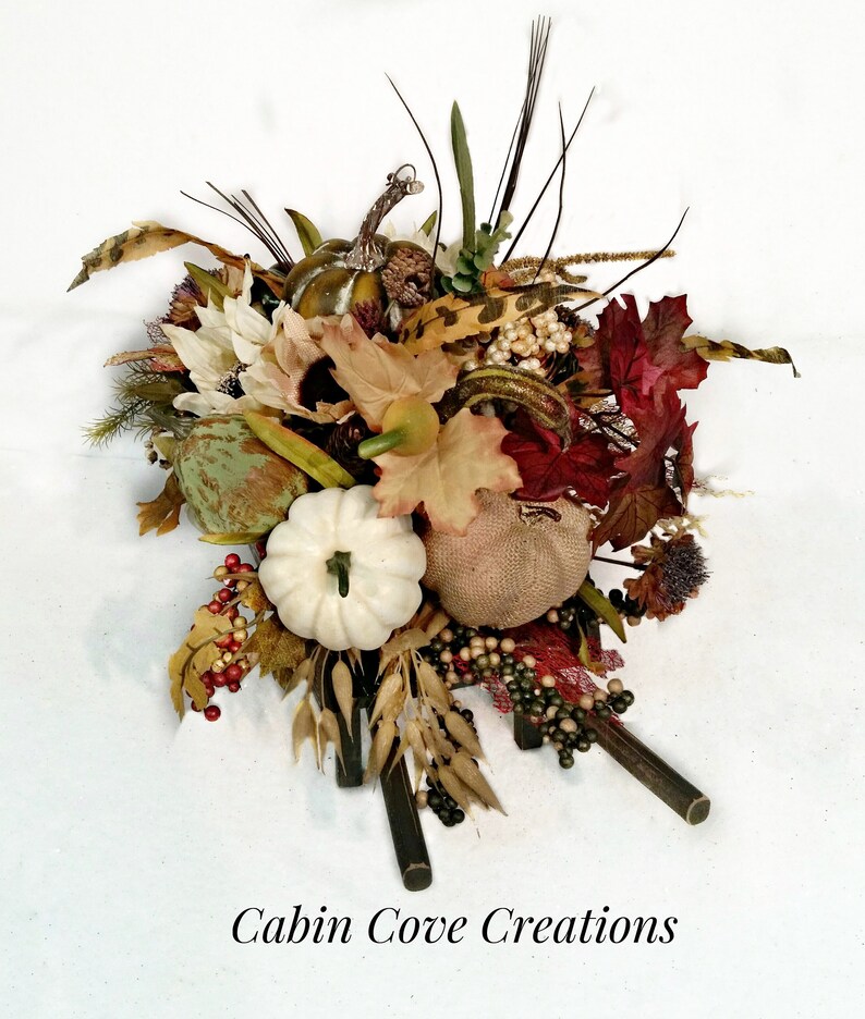 Rustic Fall Floral Arrangement in Wheelbarrow, Autumn Centerpiece ...