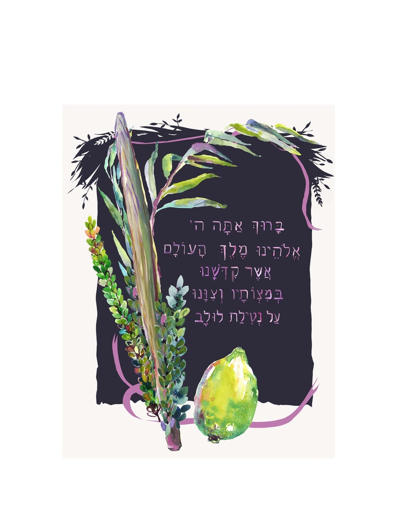 Sukkah Laminated Poster, Blessing on Lulav - Etsy