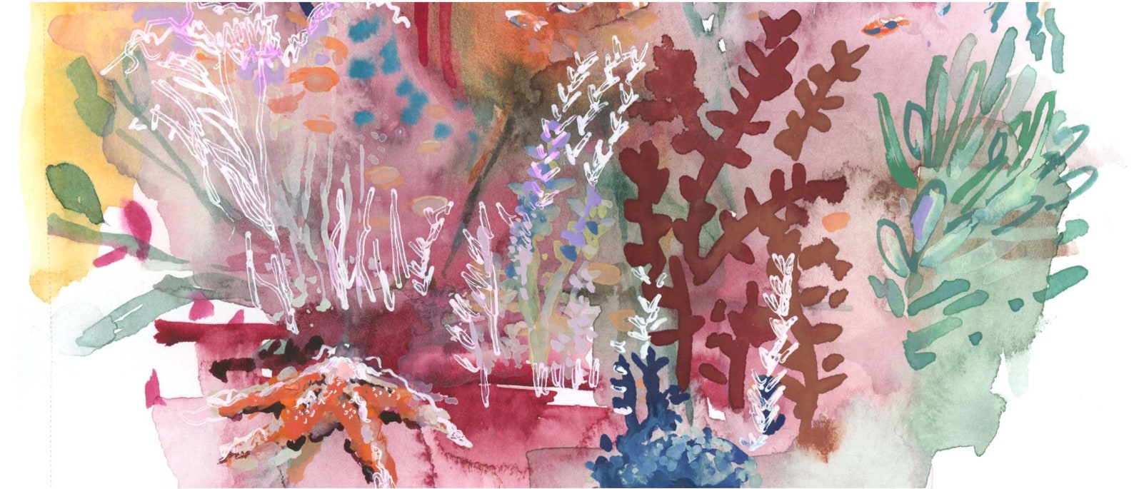 Coral Reef Watercolor Art Print Underwater Ocean Child | Etsy