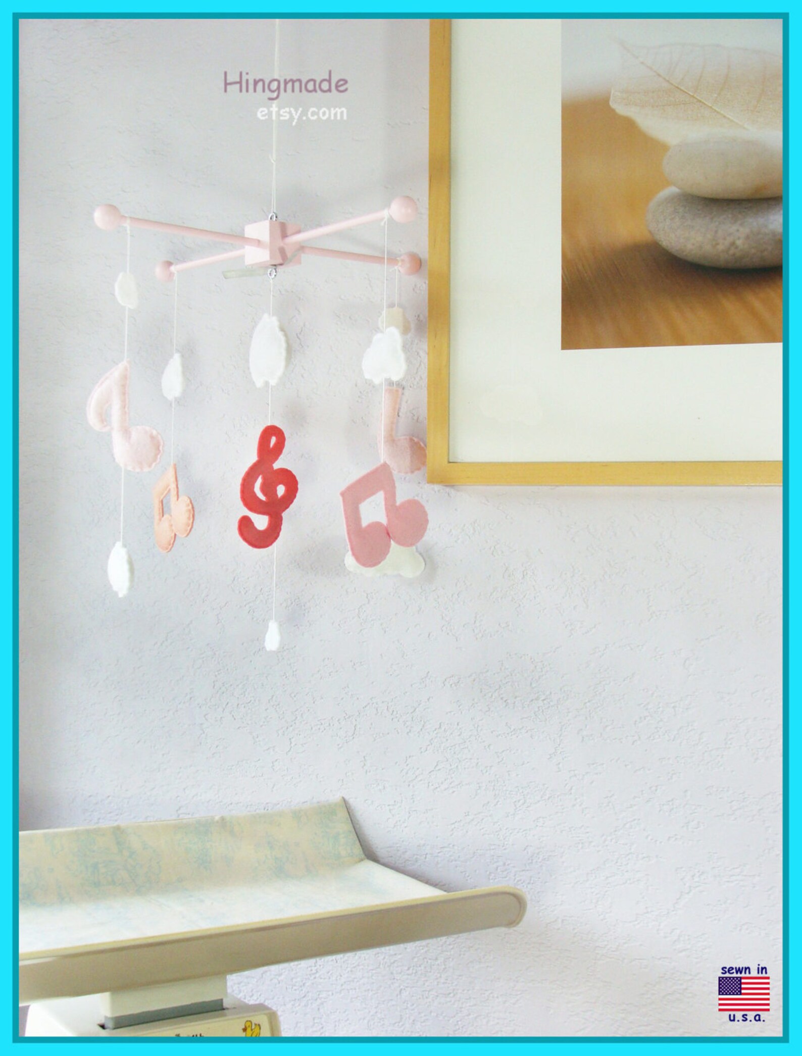 Music Note Mobile: Modern Nursery Musical Note Decor in Girl Room ...