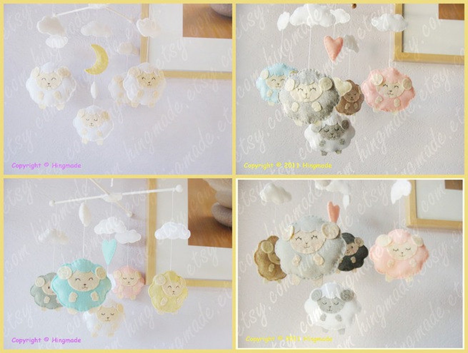 Baby Crib Mobile: Gray Little Sheep in the Ivory Starry Night | Etsy