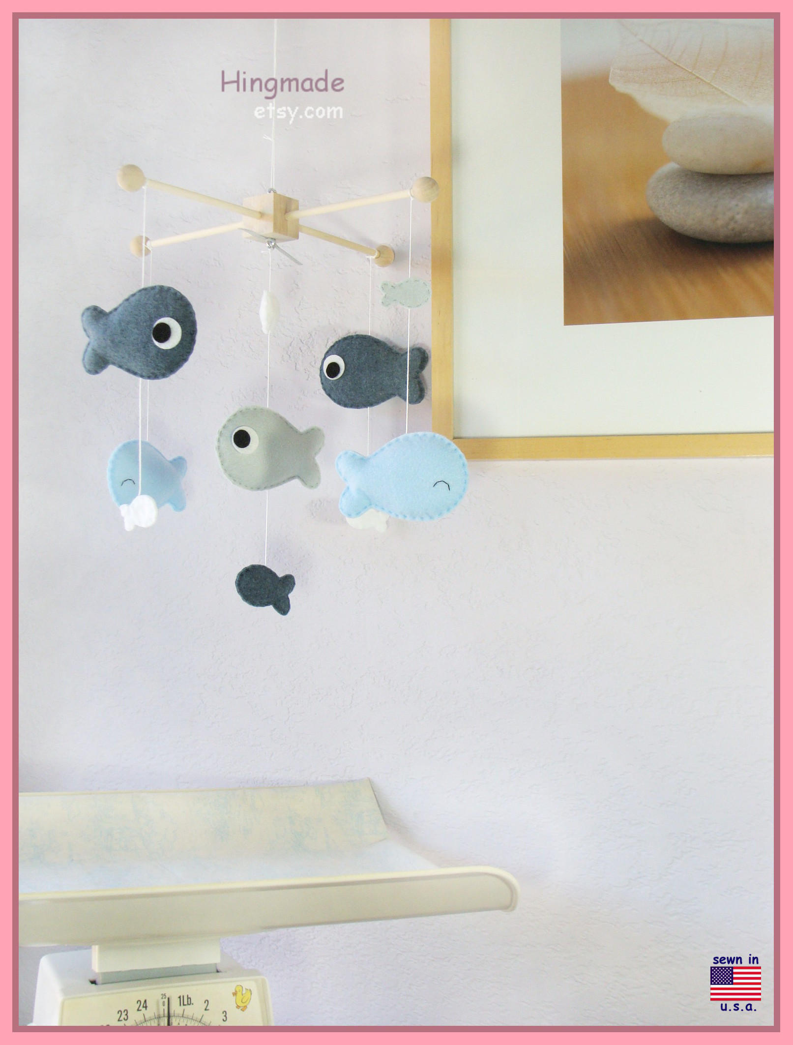 Fish Baby Mobile: Under the Sea Nursery Decor, Denim Blue - Etsy