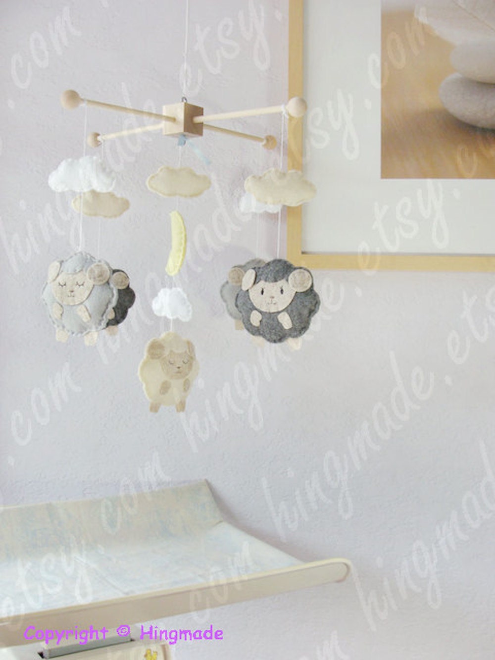 Baby Crib Mobile: Gray Little Sheep in the Ivory Starry Night | Etsy