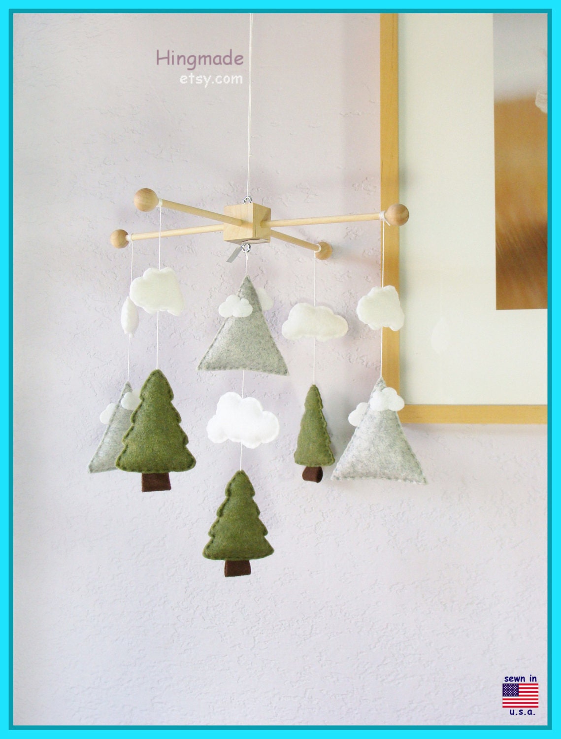 Mountains Baby Mobile: Nordic Style Mountain and Tree Modern | Etsy