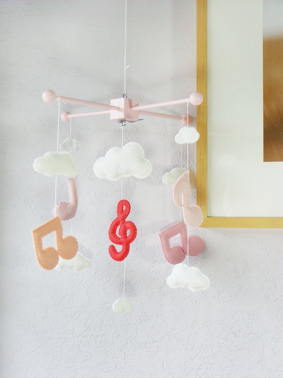 Music Note Mobile: Modern Nursery Musical Note Decor in Girl Room ...