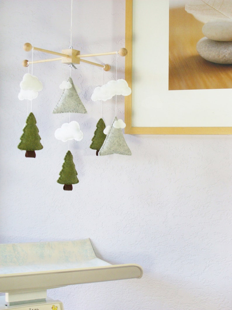 Mountains Baby Mobile: Nordic Style Mountain and Tree Modern | Etsy