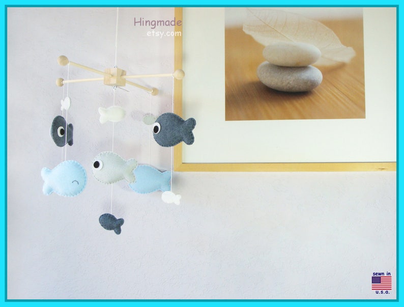 Fish Baby Mobile: Under the Sea Nursery Decor, Denim Blue - Etsy