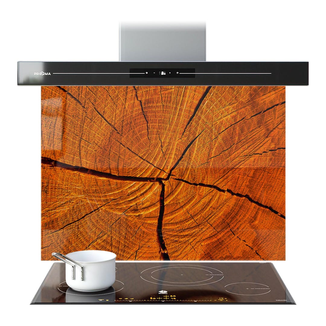 Kitchen Splashback Wooden Texture Tempered Glass Backsplash Wall Panel ...